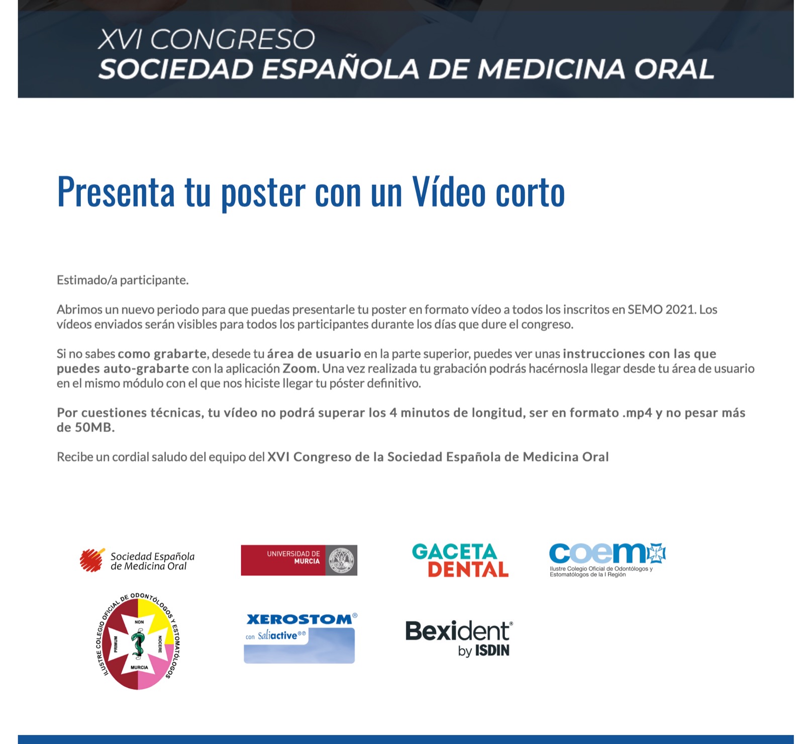 Presentación Poster SEMO 2021, formato vídeo - SEMO
